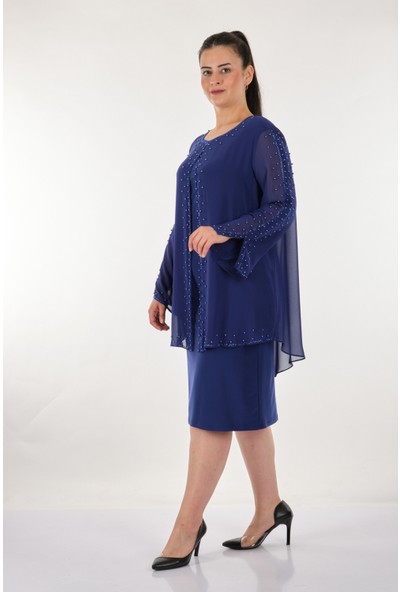 ROZESAH Rozeşah Yuvarlak Yaka Büyük Beden Mavi Kadın Elbise 2216345 ROZESAH Rozeşah Yuvarlak Yaka Büyük Beden Mavi Kadın Elbise 2216345