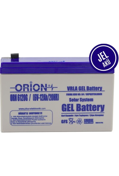 Orion 6V 12Ah Bakımsız Jel Akü Orion 6V 12Ah Bakımsız Jel Akü