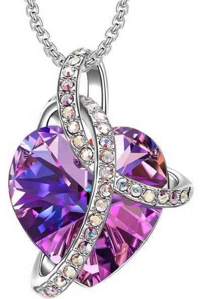 Peighusill Kadın Taş Başlıklı Zirkon Kolye - Mor (Yurt Dışından)