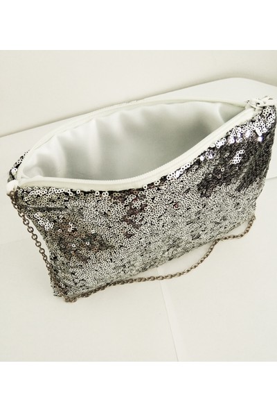 S-Modam Gümüş Pullu Abiye Çanta