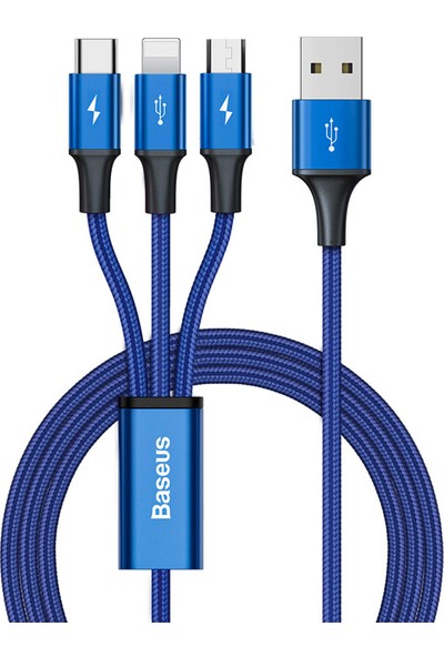 Baseus Rapid Series 3 In 1 Type-C + Lightning + Micro USB Kablo Hızlı Şarj Kablosu Baseus Rapid Series 3 In 1 Type-C + Lightning + Micro USB Kablo Hızlı Şarj Kablosu