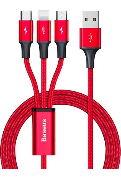 Baseus Rapid Series 3 In 1 Type-C + Lightning + Micro USB Kablo Hızlı Şarj Kablosu Baseus Rapid Series 3 In 1 Type-C + Lightning + Micro USB Kablo Hızlı Şarj Kablosu