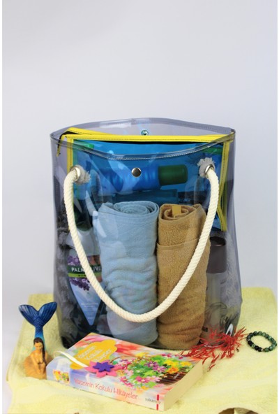 FTC Şeffaf Omuz ve Ip Askılı Kadın Plaj Çantası ve Şeffaf Makyaj Çantası