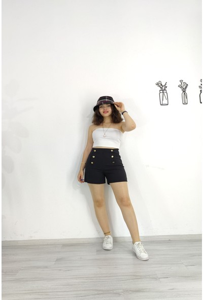 MissVina Y-3985 Y Önü Süs Düğmeli Şort