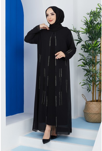 İmaj Butik Büyük Beden Tesettür Abiye/Siyah