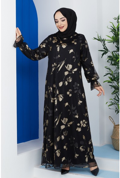 İmaj Butik Büyük Beden Astarlı Şifon Tesettür Elbise/Vizon İmaj Butik Büyük Beden Astarlı Şifon Tesettür Elbise/Vizon