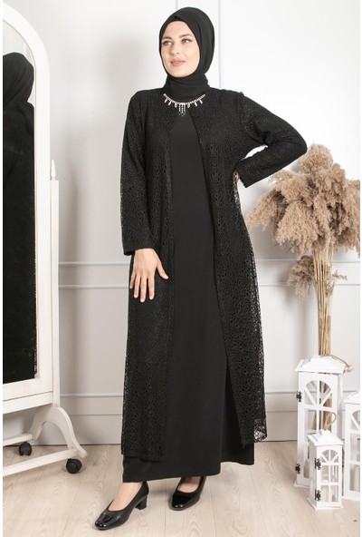 Modaviki Kolye Detaylı Abiye Siyah MDA2220