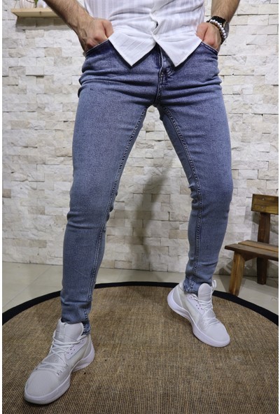 Buz Mavisi Erkek Spor Kesim Jeans