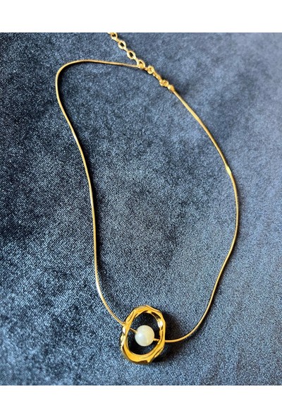 Zeze Takı Tasarım Altın Kaplama Tek Inci Kolye Zeze Takı Tasarım Altın Kaplama Tek Inci Kolye