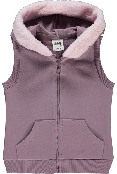 Civil Baby Kız Bebek Kapüşonlu Yelek 6-18 Ay Lila Civil Baby Kız Bebek Kapüşonlu Yelek 6-18 Ay Lila