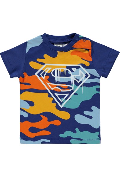 Süperman Erkek Çocuk Tişört 6-18 Ay Lacivert
