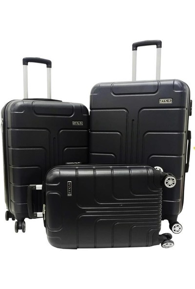 İstanbul 3'lü Valiz Seti Polikarbon Valiz 4x2 Teker Siyah 1450