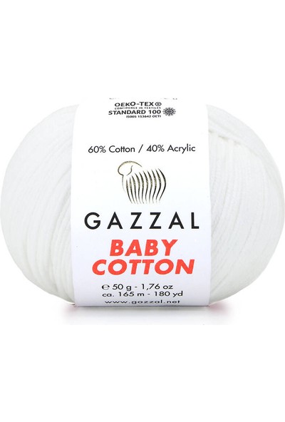 Gazzal Baby Cotton El Örgü Ipi Beyaz 3432
