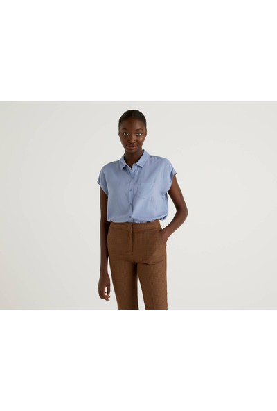 Benetton Kolsuz Viskon Gömlek