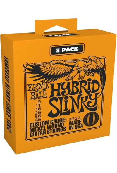 Ernie Ball P03222 9-46 Hybrid Slinky Electric 3-Pack Takım Tel Elektro Gitar Teli 09-46 (3 Set) Ernie Ball P03222 9-46 Hybrid Slinky Electric 3-Pack Takım Tel Elektro Gitar Teli 09-46 (3 Set)