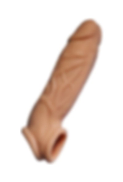 Erofoni Ucu 5 cm Dolgulu Süper Realistik 15 cm Uzatmalı Penis Kılıfı