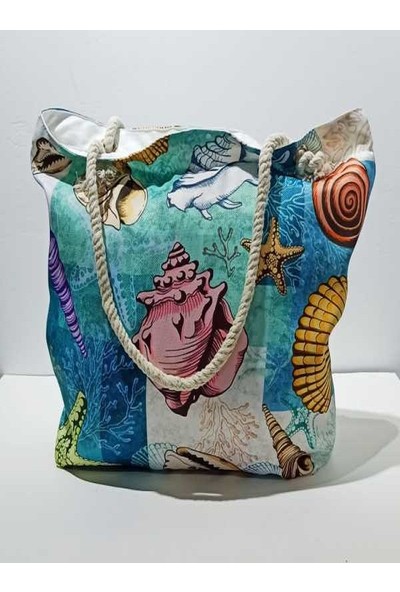 Muyoso Deniz Kabuğu Baskılı Plaj Çantası Muyoso Deniz Kabuğu Baskılı Plaj Çantası