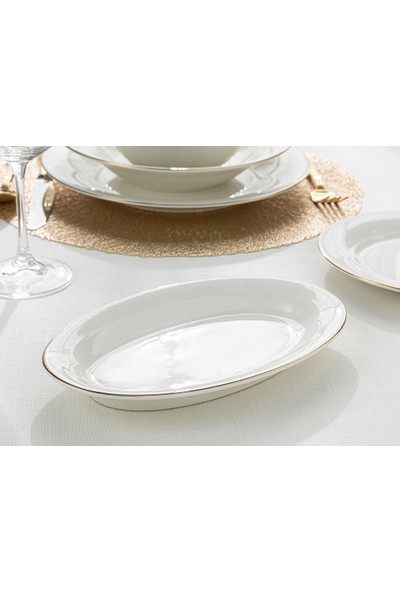 Sirius Porselen Kayık Tabak 25 cm Gold