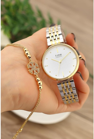 Time Watch Kadın Kol Saati ve Kar Tanesi Bileklik (Hediyeli) TW.195.4