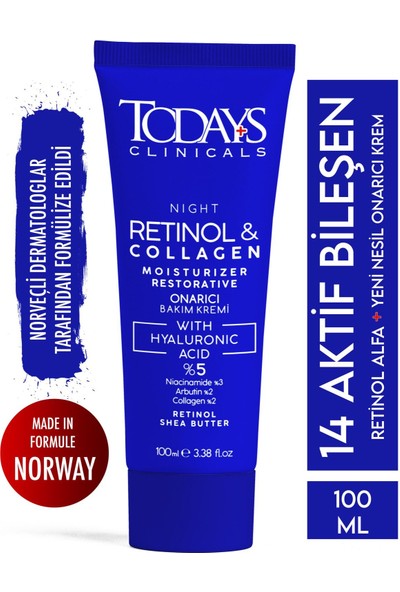 Todays Clinicals Onarıcı Krem - Retinol Shea Butter Hyaluronic Acıd %5 Collagen % 2 Arbutin % 2 Todays Clinicals Onarıcı Krem - Retinol Shea Butter Hyaluronic Acıd %5 Collagen % 2 Arbutin % 2