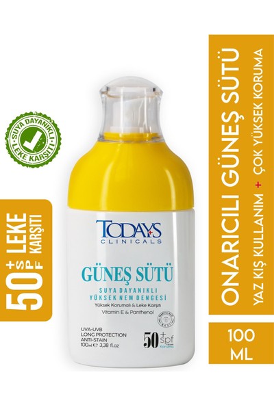 Todays Clinicals Güneş Sütü 50 + Spf Yüksek Koruma Leke Karşıtı + Vitamin E & Panthenol