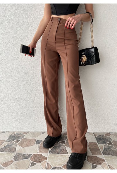 My Moda Ön Dikiş Detaylı Bol Paça Pantolon