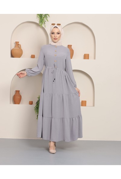 GRG Büzgülü Düğmeli Tesettür Ayrobin Elbise GrG-02 GRG Büzgülü Düğmeli Tesettür Ayrobin Elbise GrG-02
