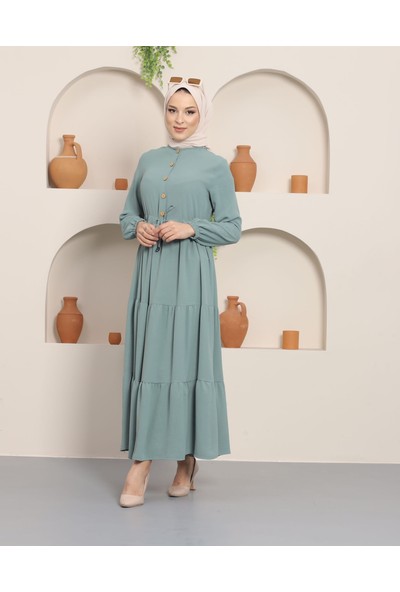 GrG Shoes GRG Büzgülü Düğmeli Tesettür Ayrobin Elbise GrG-02 GrG Shoes GRG Büzgülü Düğmeli Tesettür Ayrobin Elbise GrG-02