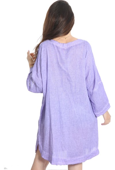 Otantik Textile Kadın Otantik Yama Desenli Salaş Büyük Beden Battal Tunik/bluz