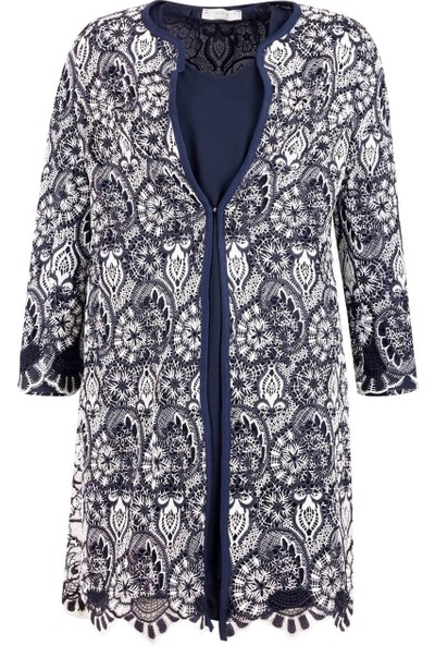 Seçil Yeni Seçil Büyük Beden Iç Bluzlu Dantel Ceket - Lacivert Seçil Yeni Seçil Büyük Beden Iç Bluzlu Dantel Ceket - Lacivert