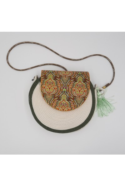 El Yapımı Tasarım Ekru/haki Detaylı Omuz Çanta Çapraz Çanta