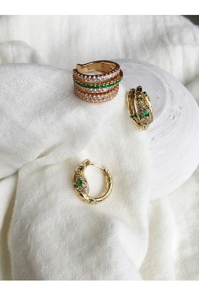 Gamze Çelik Zirkon Küpe Seti