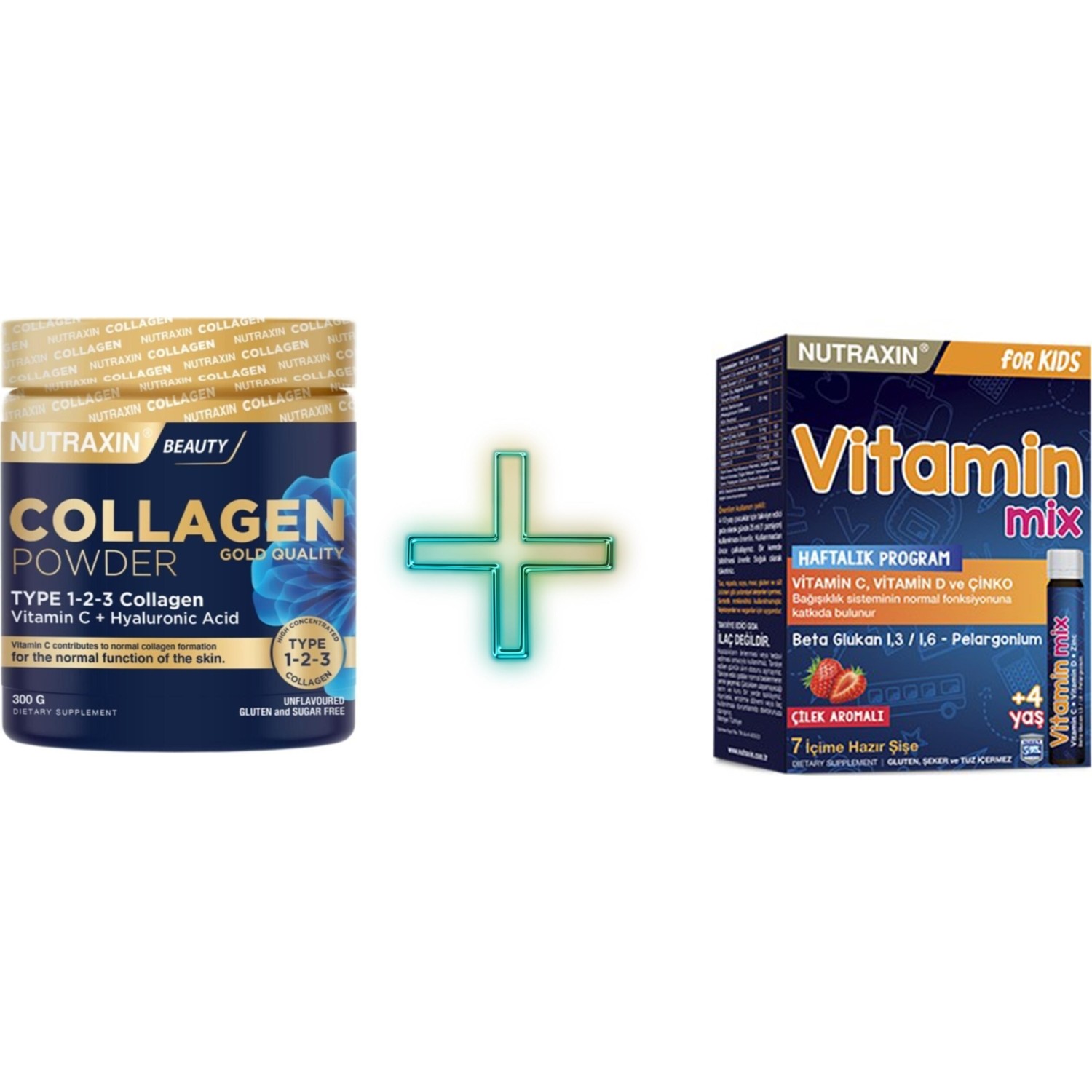 Nutraxin Collagen Powder 300 gr Tip 1,2,3 + Nutraxin Vitamin Fiyatı