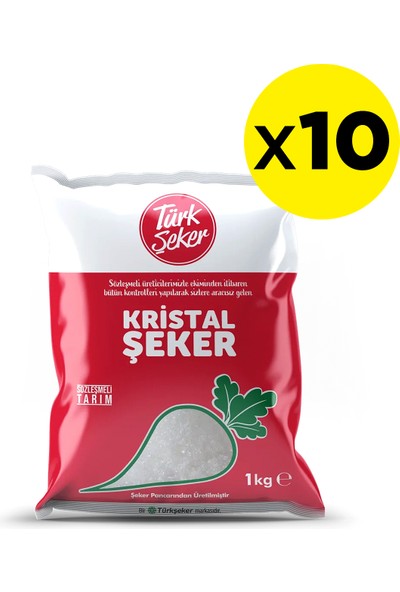 Türk Şeker Kristal Toz Şeker 10 x 1 kg