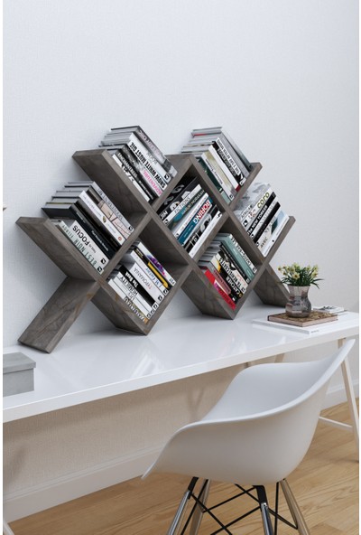 Rafineri Tasarım Kitaplık Bölmeli Raflı Dekoratif Tasarımlı