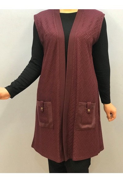 Papilla Kadın Cebi Deri Görünümlü Nakışlı Yelek Papilla Kadın Cebi Deri Görünümlü Nakışlı Yelek