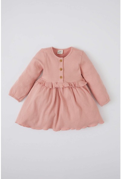 Kız Bebek Regular Fit Bisiklet Yaka Uzun Kollu ELBISE Y1129A222AU