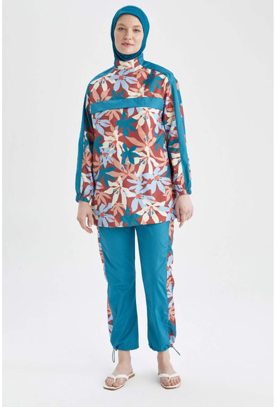 DeFacto Regular Fit Çiçek Desenli 4'lü Burkini X5228AZ22HS DeFacto Regular Fit Çiçek Desenli 4'lü Burkini X5228AZ22HS