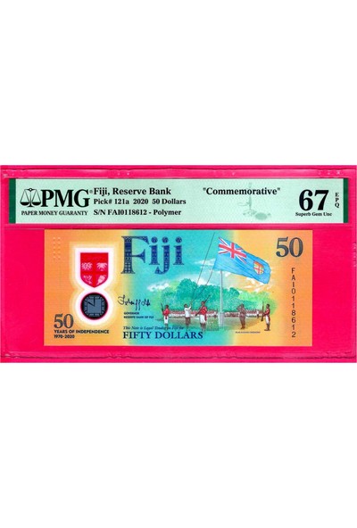 TK Fiji 50 Dollars Nd 2020 P 121 Comm. Polymer Superb Gem Unc Pmg 67 Epq Çil TK Fiji 50 Dollars Nd 2020 P 121 Comm. Polymer Superb Gem Unc Pmg 67 Epq Çil