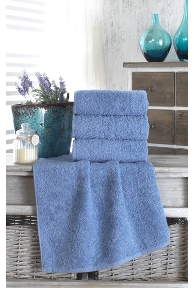 Xamantha 4'lü 50X90 cm El ve Yüz Havlu Seti Mavi
