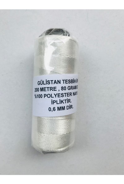 Gülistan Makaralı Tesbih İPİ..BEYAZDIR..200 Metre , 80 Gramdır 0,6 mm Kalınlığındadır.
