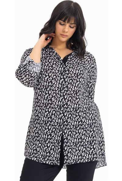 Yeni Kadın Galaxi Büyük Beden Leopar Desenli Gömlek Yeni Kadın Galaxi Büyük Beden Leopar Desenli Gömlek