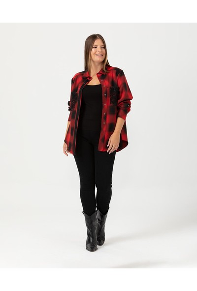 Galaxi Büyük Beden Çizgili Gömlek