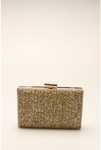 Rovigo Taşlı Altın Kadın Çanta 13*19 cm