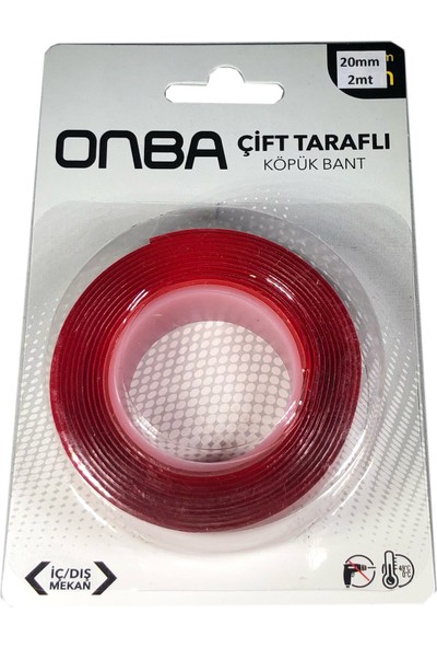 Eraks Çift Taraflı Şeffaf Akrilik Bant 20MMX2MT Eraks Çift Taraflı Şeffaf Akrilik Bant 20MMX2MT