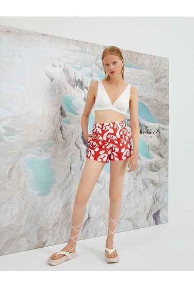 Koton Şahika Ercümen x Koton - Desenli Cepli Şort