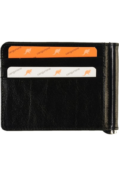 Deriderim Siyah Metal Kağıt Para Maşalı Deri Kartlık Deriderim Siyah Metal Kağıt Para Maşalı Deri Kartlık