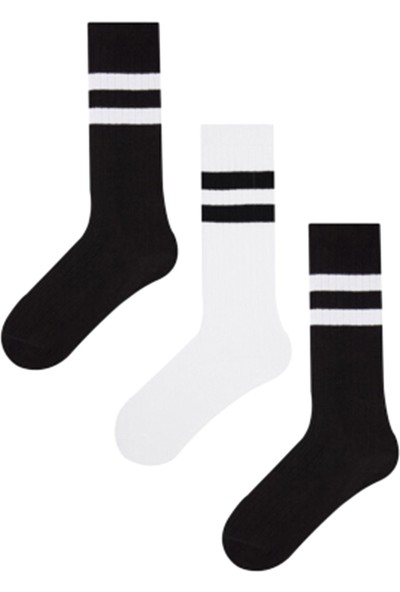Mem Socks 3'lü Çizgili Çocuk Dizaltı Çorap