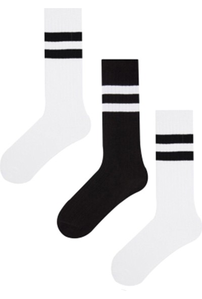 Mem Socks 3'lü Çizgili Çocuk Dizaltı Çorap