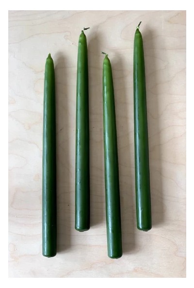 Set Yeşil Şamdan Mumu 4 Lü